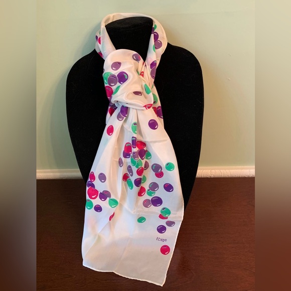 Echo | Accessories | Vintage Echo Silk Scarf Oblong Cream And Spheres ...